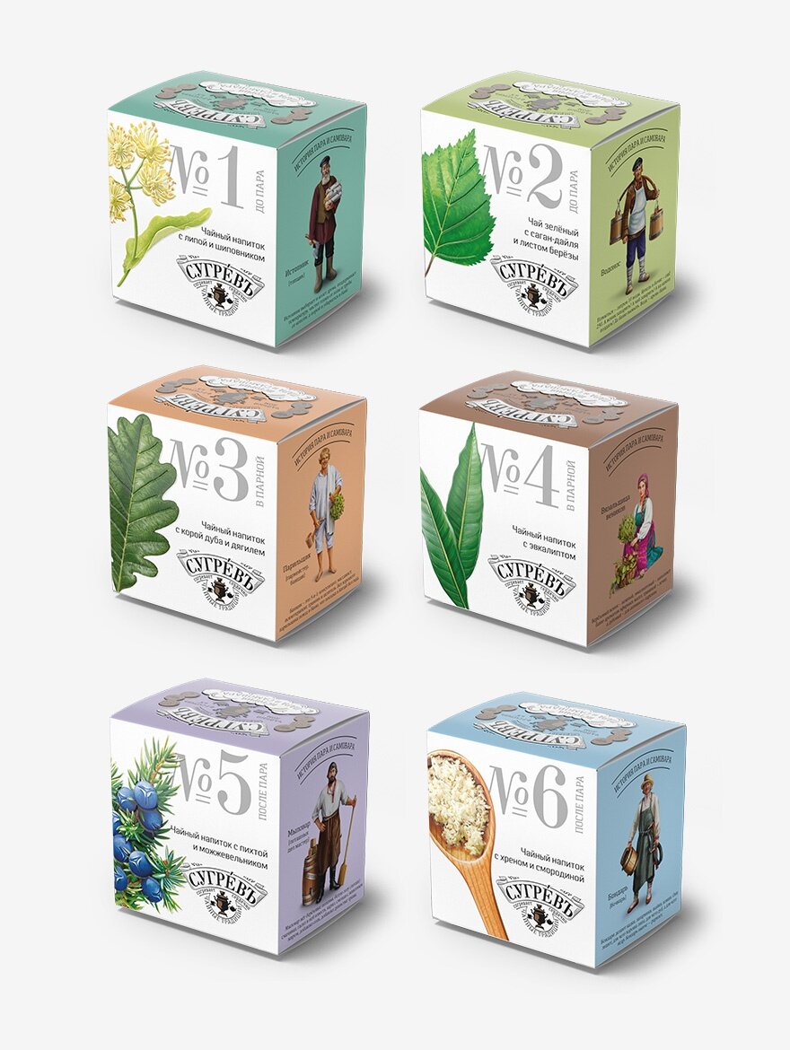 Чай Сугревъ "Для Бани", 6 чаёв, 3 аромата эфирных масел, деревянная коробка