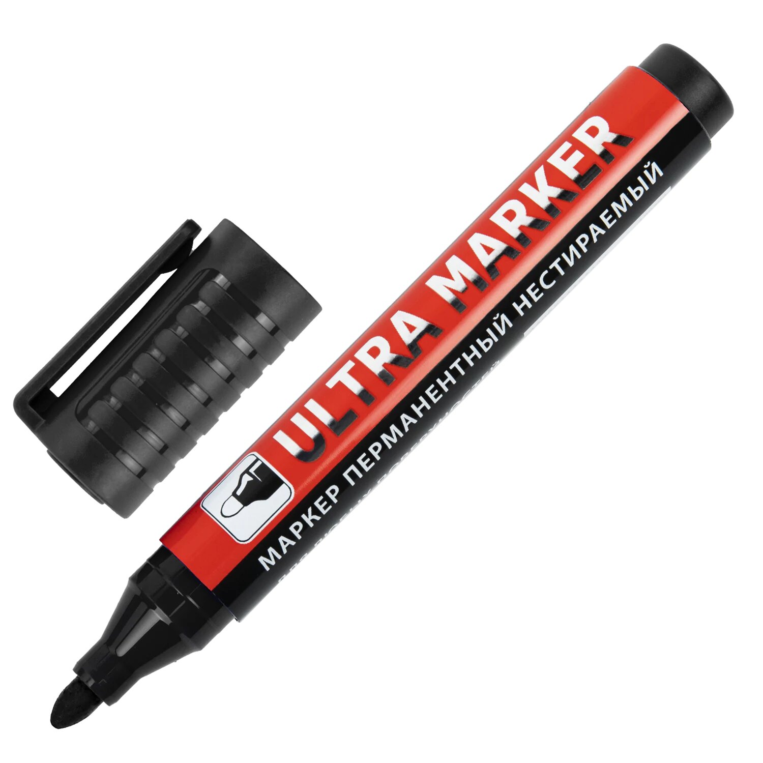 Упаковка 24 шт. Маркер перманентный ULTRA MARKER, черный, 3,5 мм, с клипом, BRAUBERG, 152204