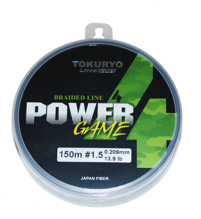 Леска плетеная (шнур) TOKURYO POWER GAME X4 LIGHT GREEN (PGX4LG04 (150 м 0,1мм) )