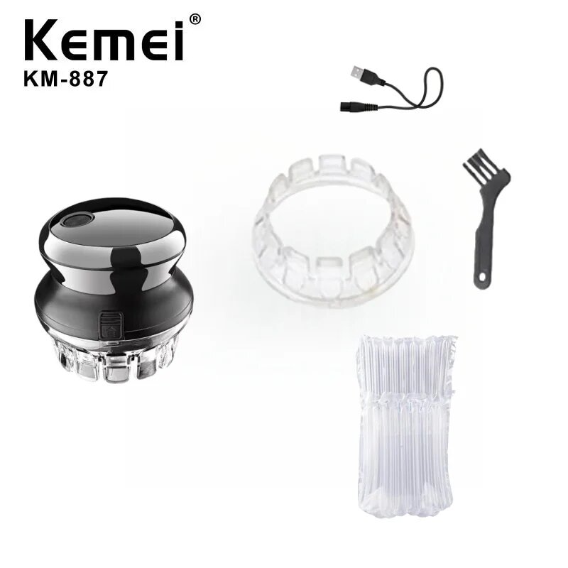 Мужской триммер Kemei KM-887 Silver с быстрой зарядкой для бороды и усов, автономная работа