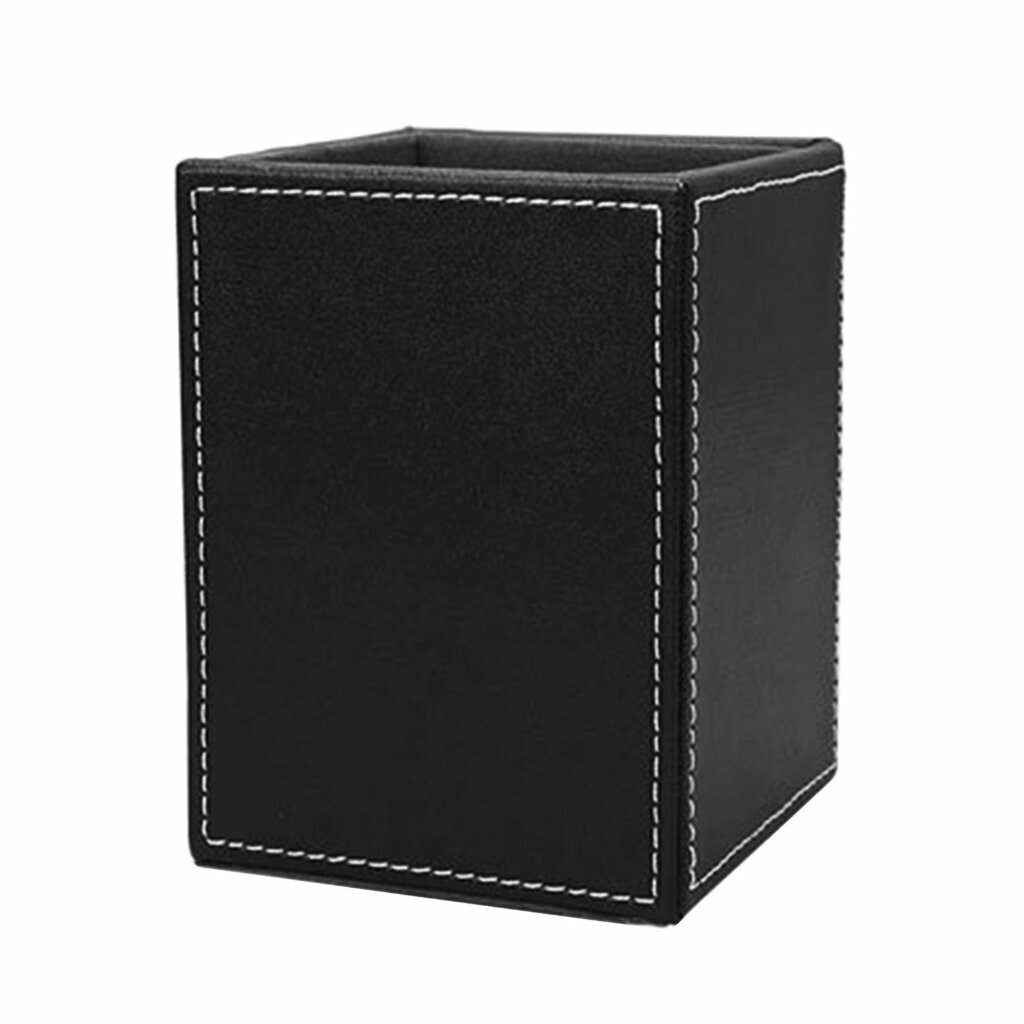 Простой квадратный одинарный держатель для пера, однотонный кожаный держатель для хранения, держатель для пера-черный