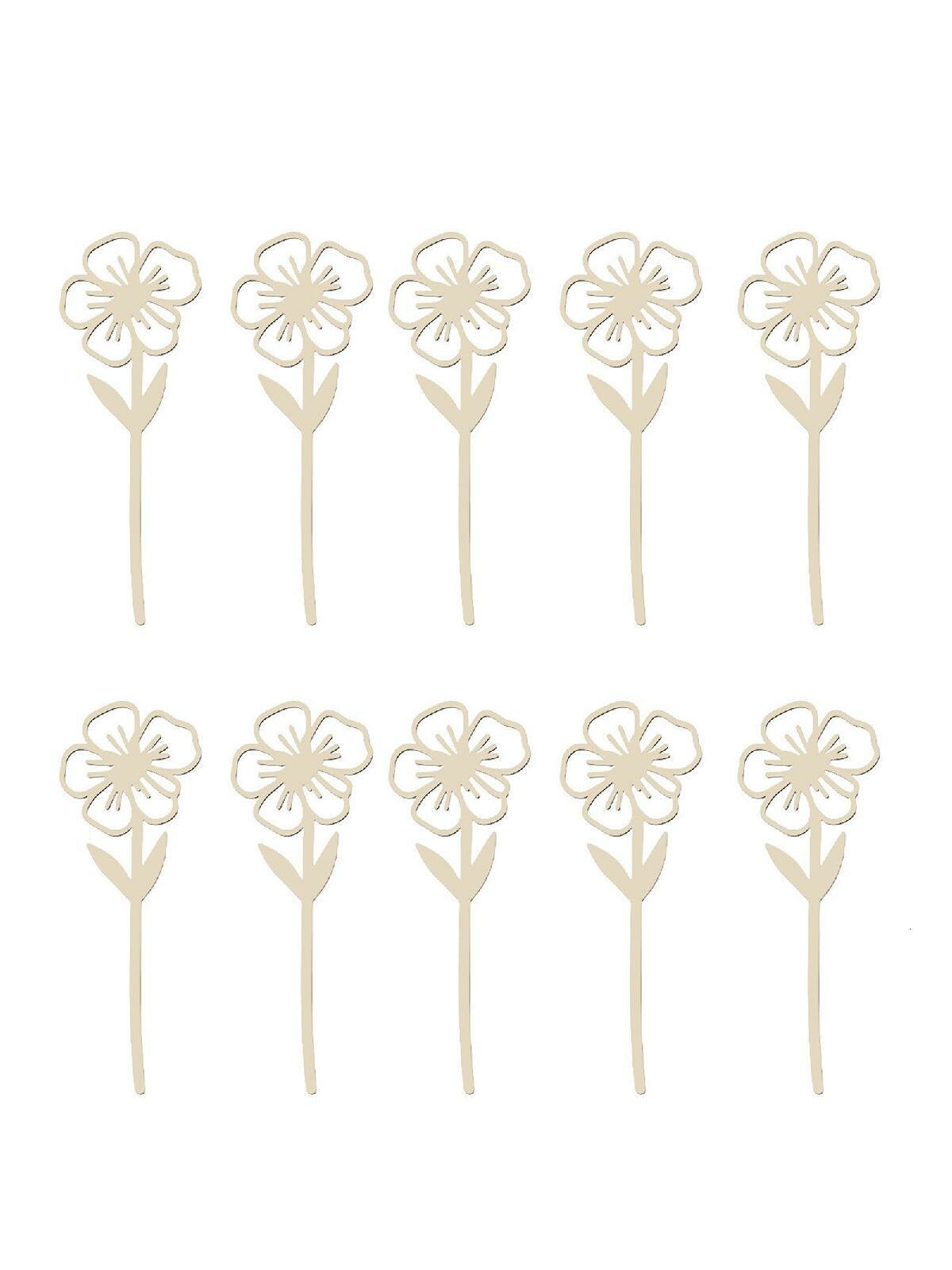 Деревянные Декоры Из Полевых Цветов Набор Деревянных Цветов Вырезанные Знаки Стебли Полевых Цветов для Поделок Своими Руками, Наполнители Для Ваз Праздничные Декоры Для Дома