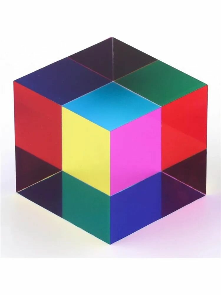 ZhuoChiMall CMY MIXING Color Cube, 50 мм красочный акриловый Cmycube Prism для домашнего или офисного настольного украшения, Toys STEM/Steam, научные образовательные подарки для детей