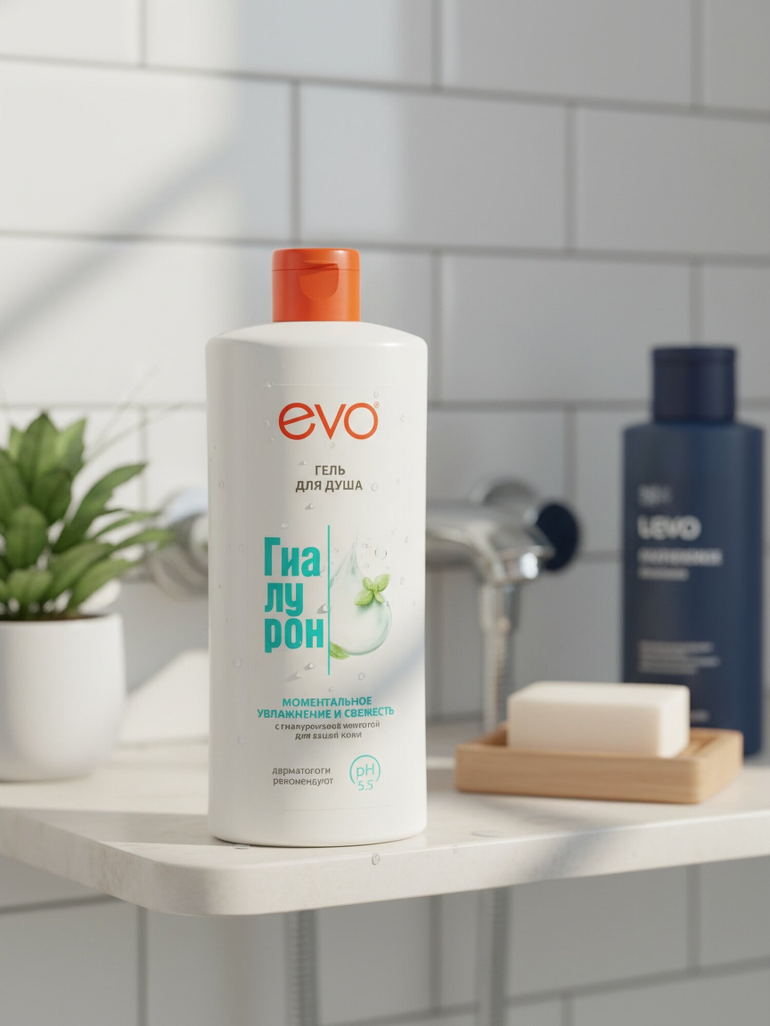 Женский гель для душа Evo Гиалурон 400 мл, глубокое увлажнение и свежесть кожи, гипоаллергенное средство для ванны