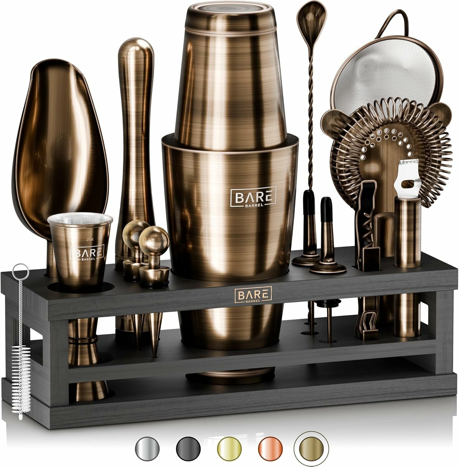 BARE BARREL Набор для приготовления коктейлей 16 предметов Cocktail Making Kit 16-Piece - Brass/Black