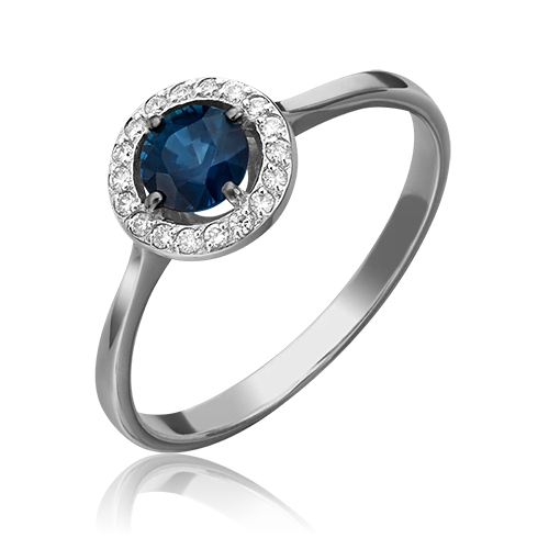 Кольцо, белое золото, 585 проба, бриллиант, сапфир