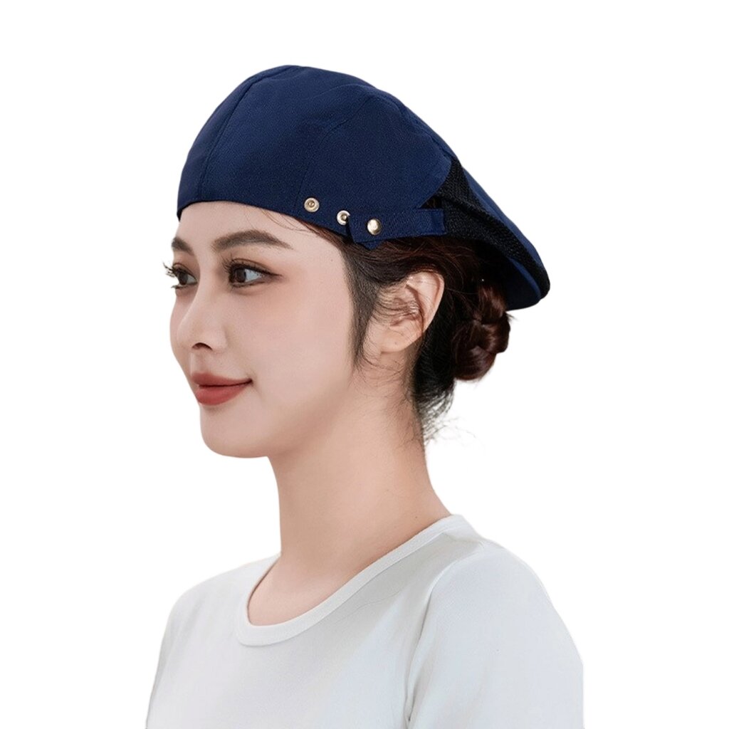 Рабочая шляпа официанта, кейтеринг, берет-синяя сетчатая шляпа с тремя пряжками