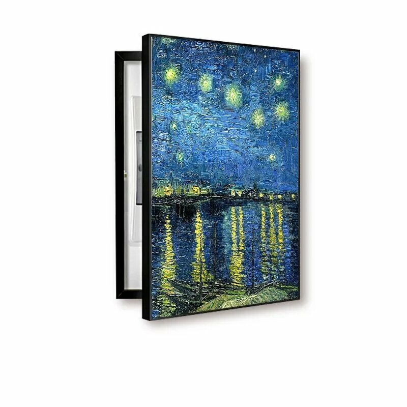 Картина-щиток для электросчётчика 40x50см "Ван Гог": маскировка коробки, без сверления, влагостойкая, выбор рамы