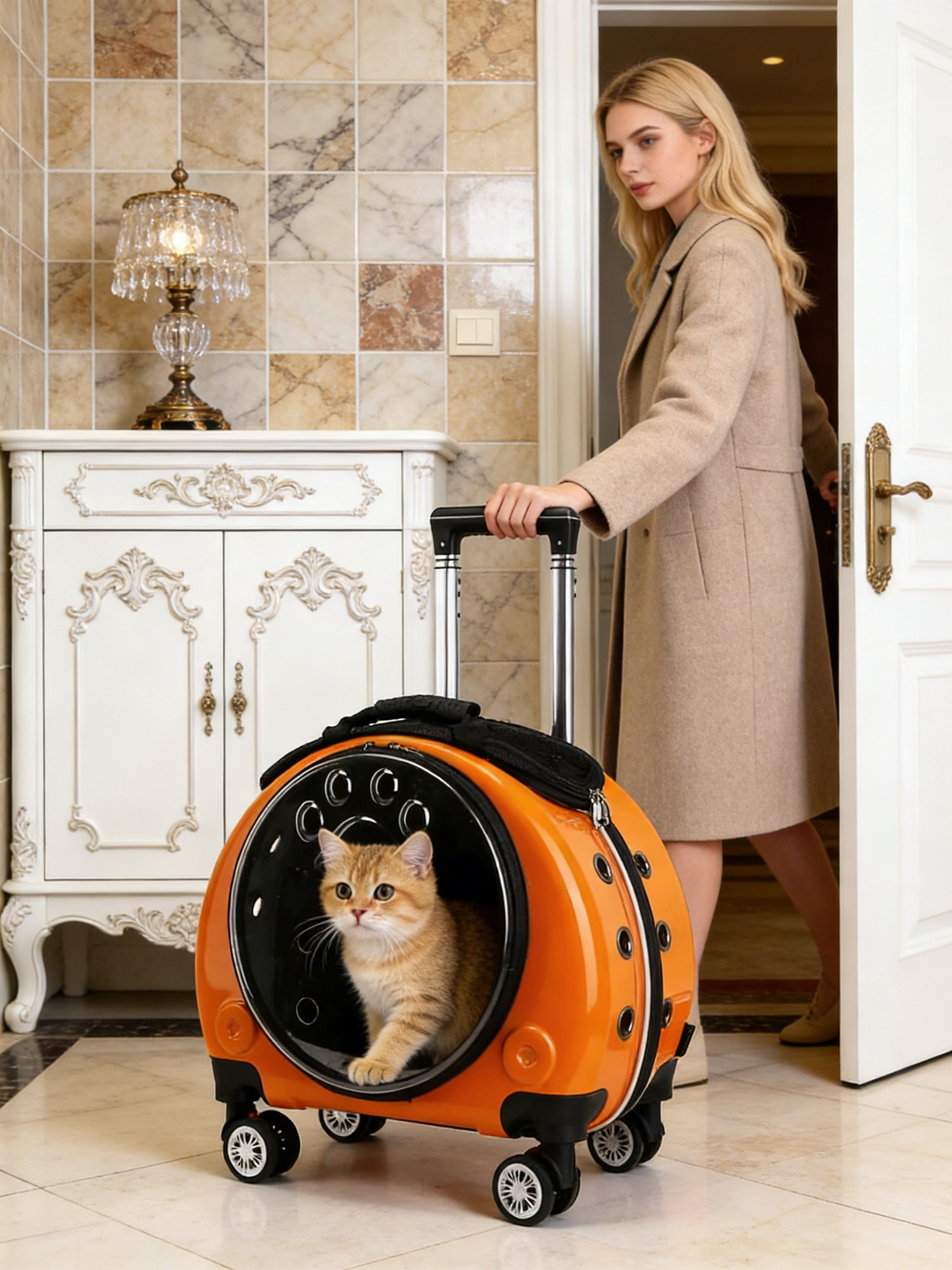 Рюкзак-чемодан на колесиках для кошек и собак / Переноска для животных два в одном