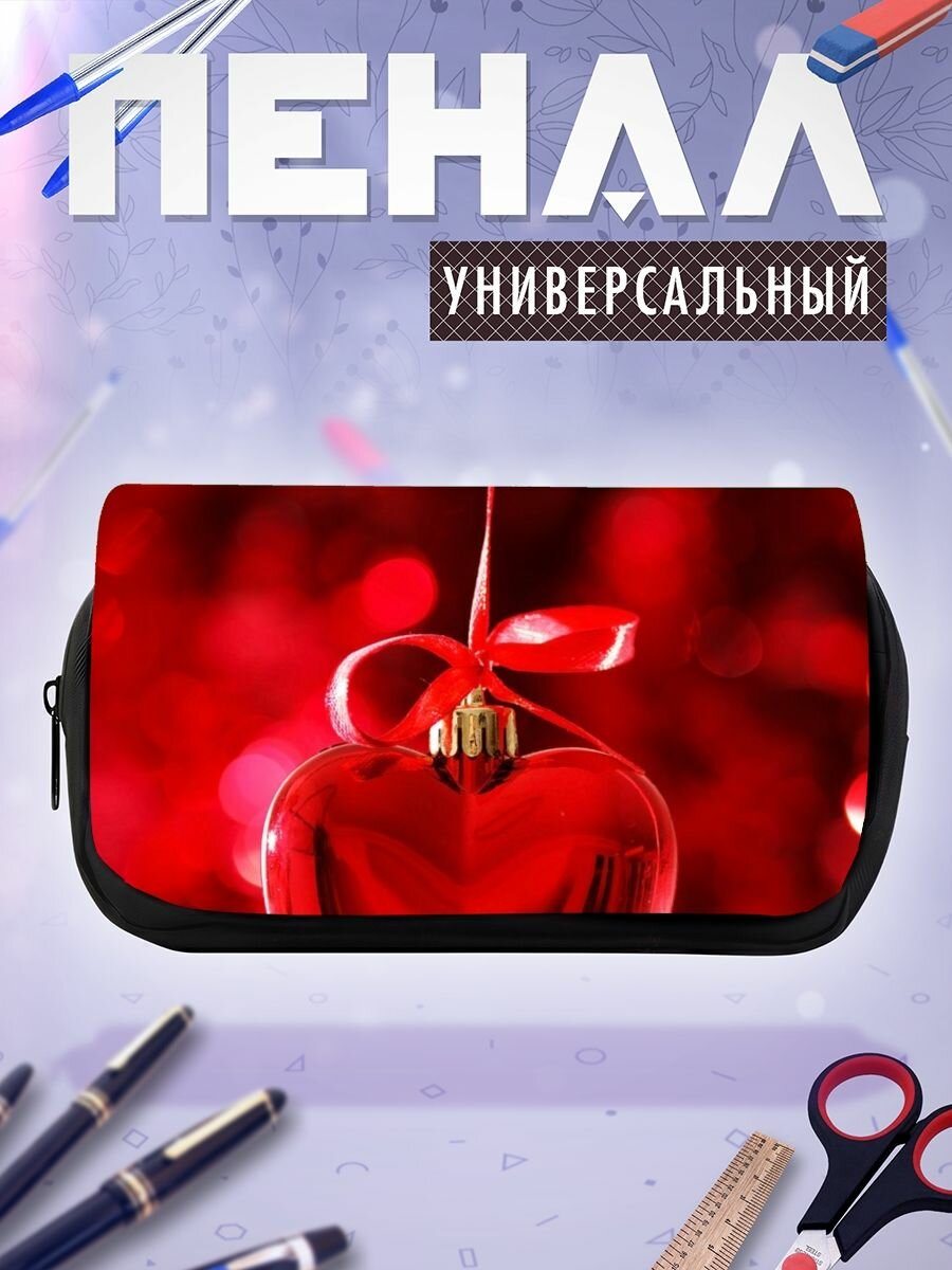 Школьный пенал сердце красный цвет