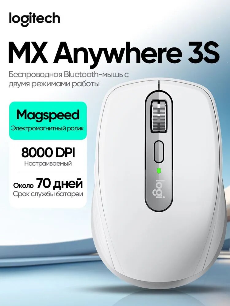 Logitech Мышь беспроводная mx anywhere 3S, белый