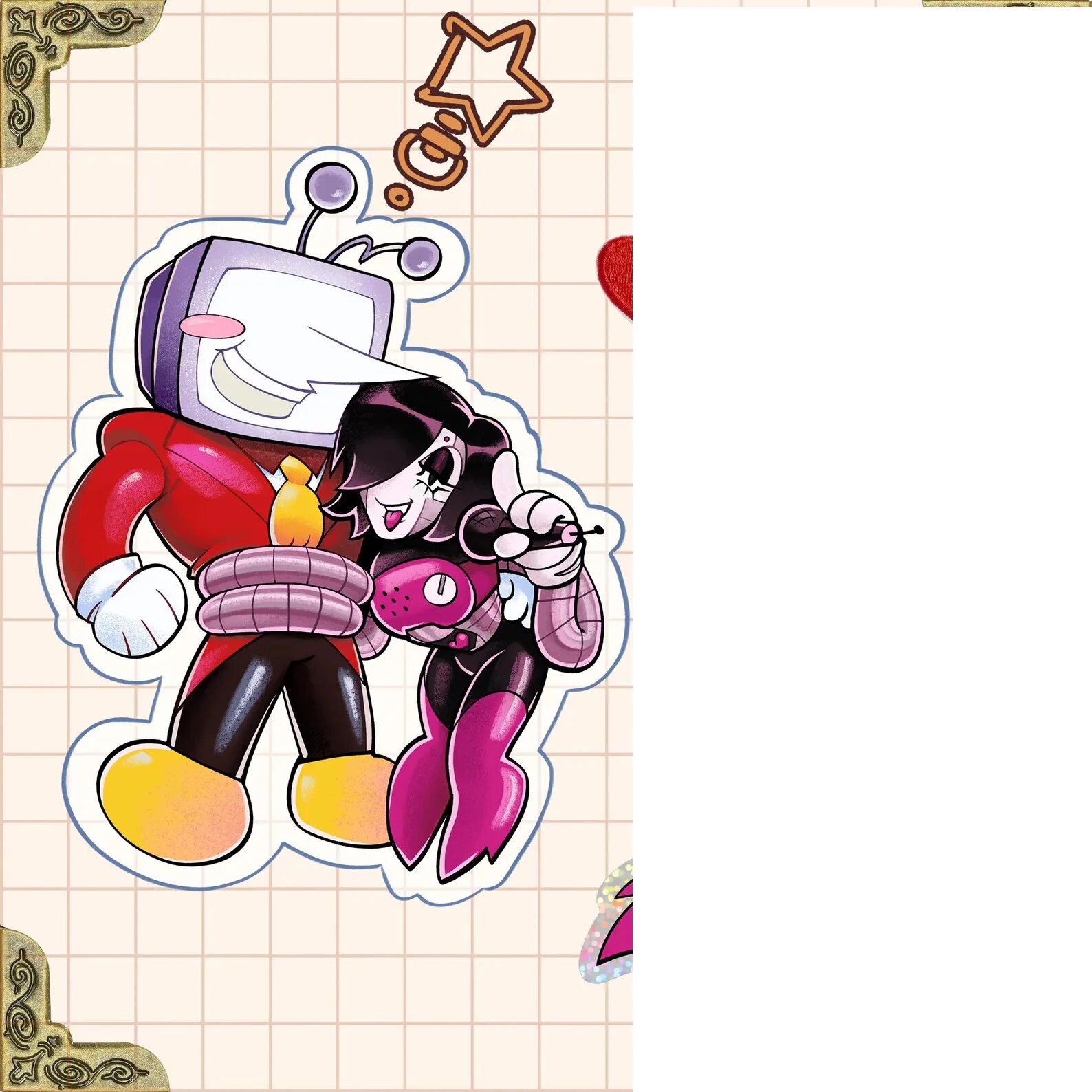 Keeppley брелок аниме Mettaton & Alphys, 6 см, Цвет: 6