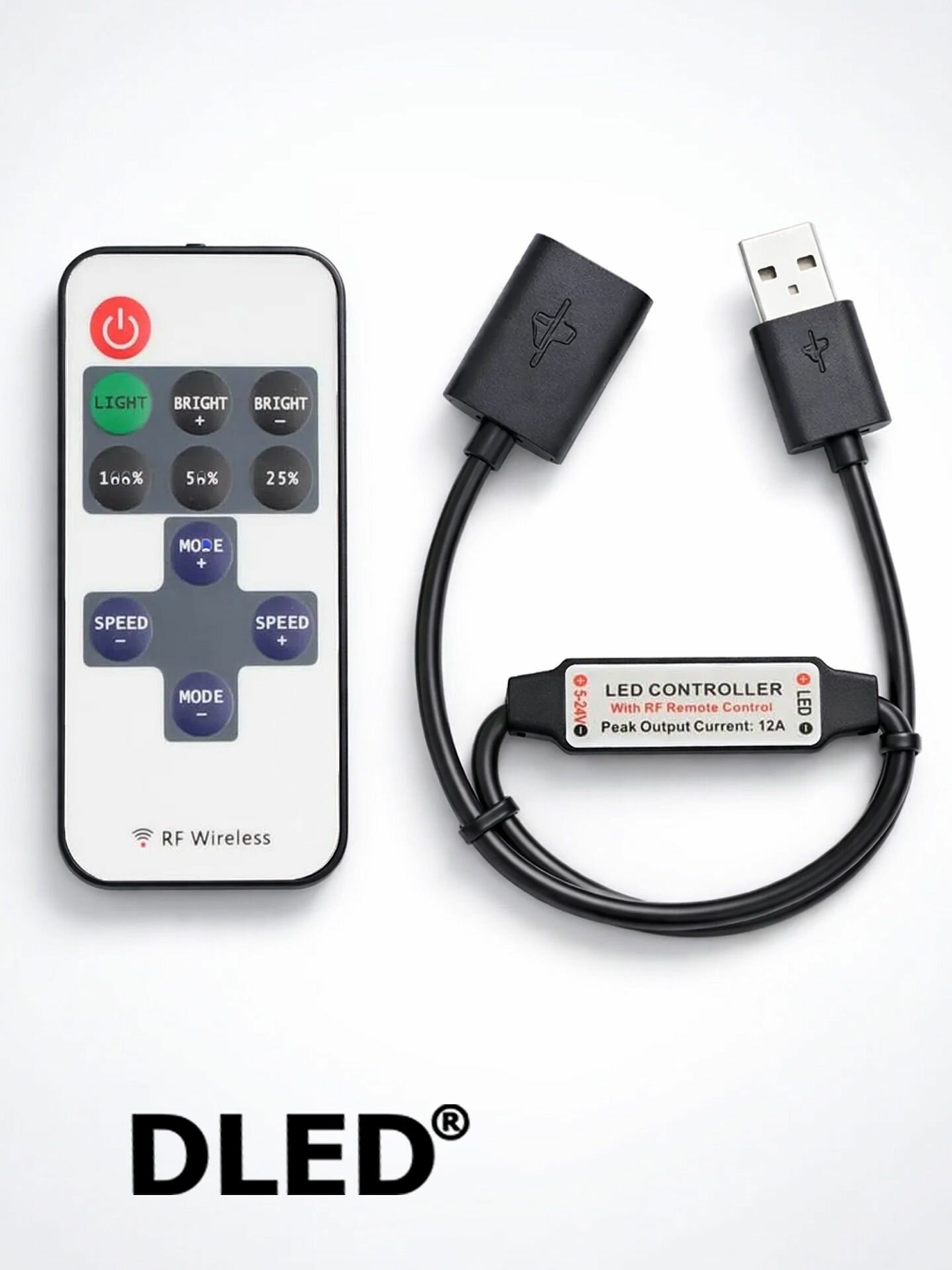 USB диммер для одноцветной светодиодной USB-ленты 5V, с беспроводным RF-пультом управления, бренд DLED