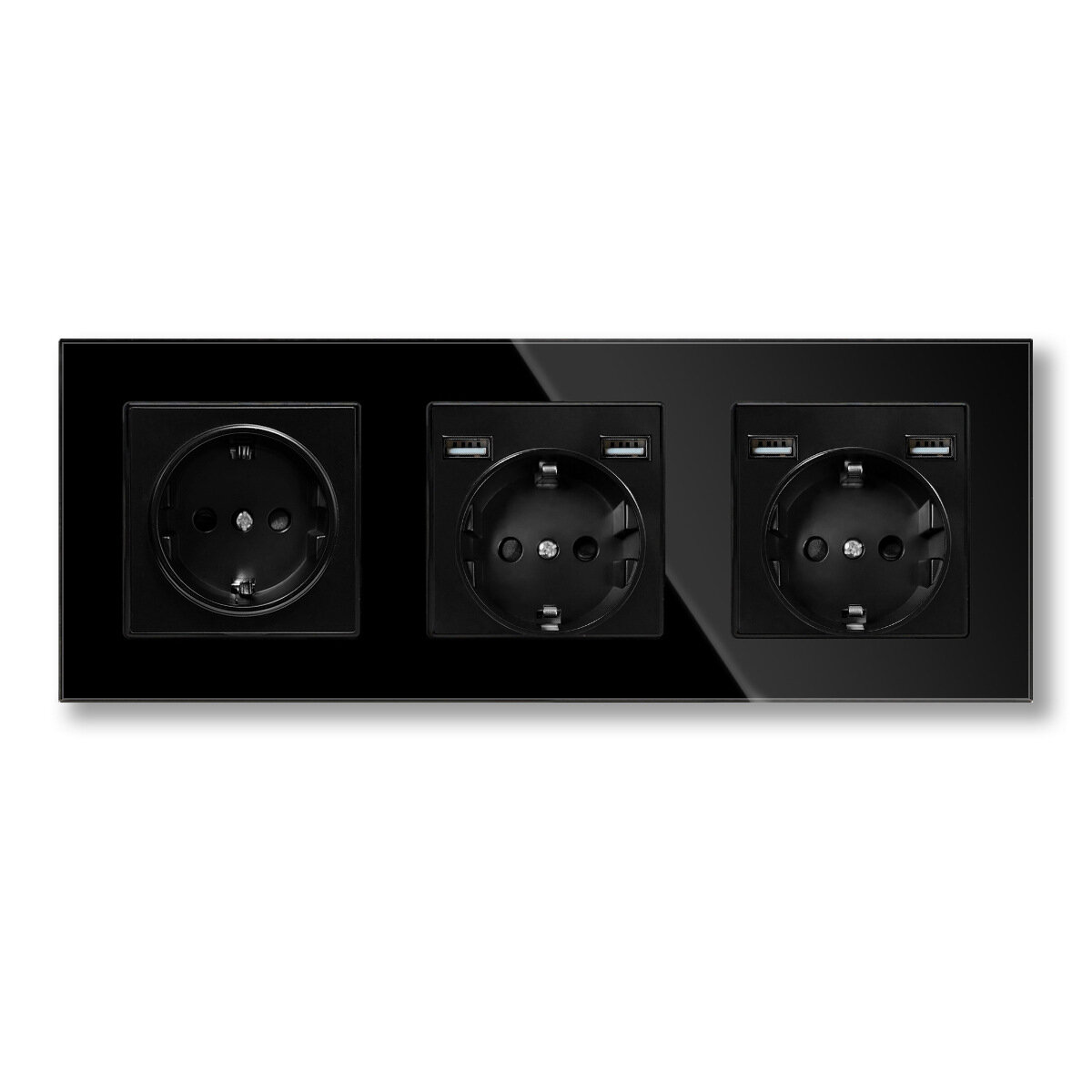 Настенная розетка R Series 86 типа европейского стандарта с USB и Type-C, стеклянная панель, скрытая круглая коробка для установки