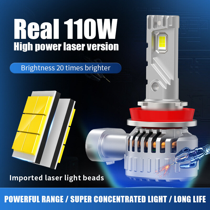 Новые 110W мощные улучшенные беспроводные интегрированные автомобильные светодиодные фары H4 с дальним и ближним светом, интегрированные автомобильные лампы H11