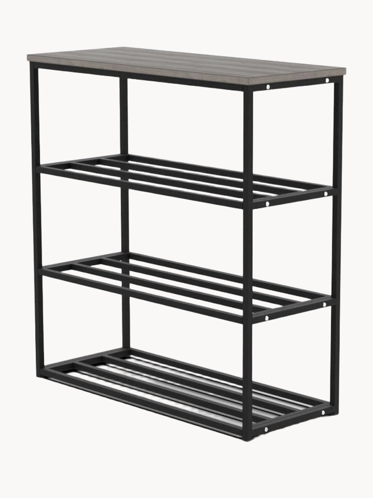 Обувница в стиле Лофт разборная высокая Цвет: Черный / Серый дуб