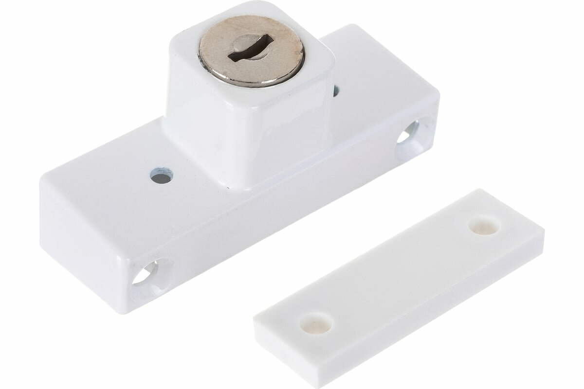 DORF Блокирующий замок для ПВХ окон с двумя ключами, белый, модель WBL-01_White