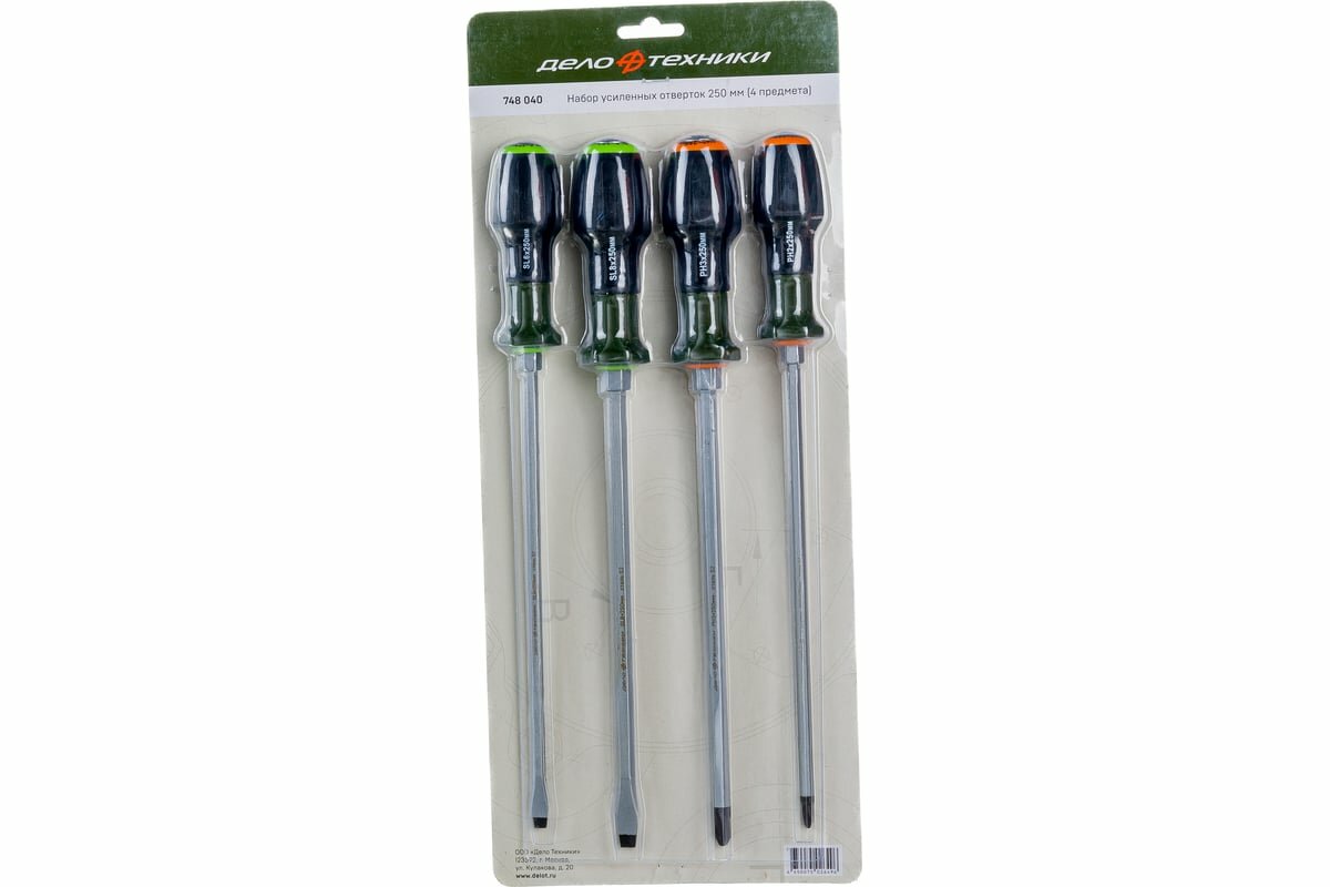 Дело Техники Набор усиленных отвёрток PH, SL; 4шт. 748040