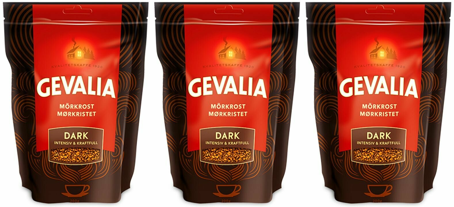 Кофе растворимый сублимированный GEVALIA Morkrost DARK (Нидерланды) 200 гр. х 3 шт.
