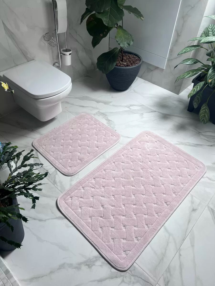 Коврики Natali's Carpets на пол для ванной и туалета 100х60/60х50 см Турция