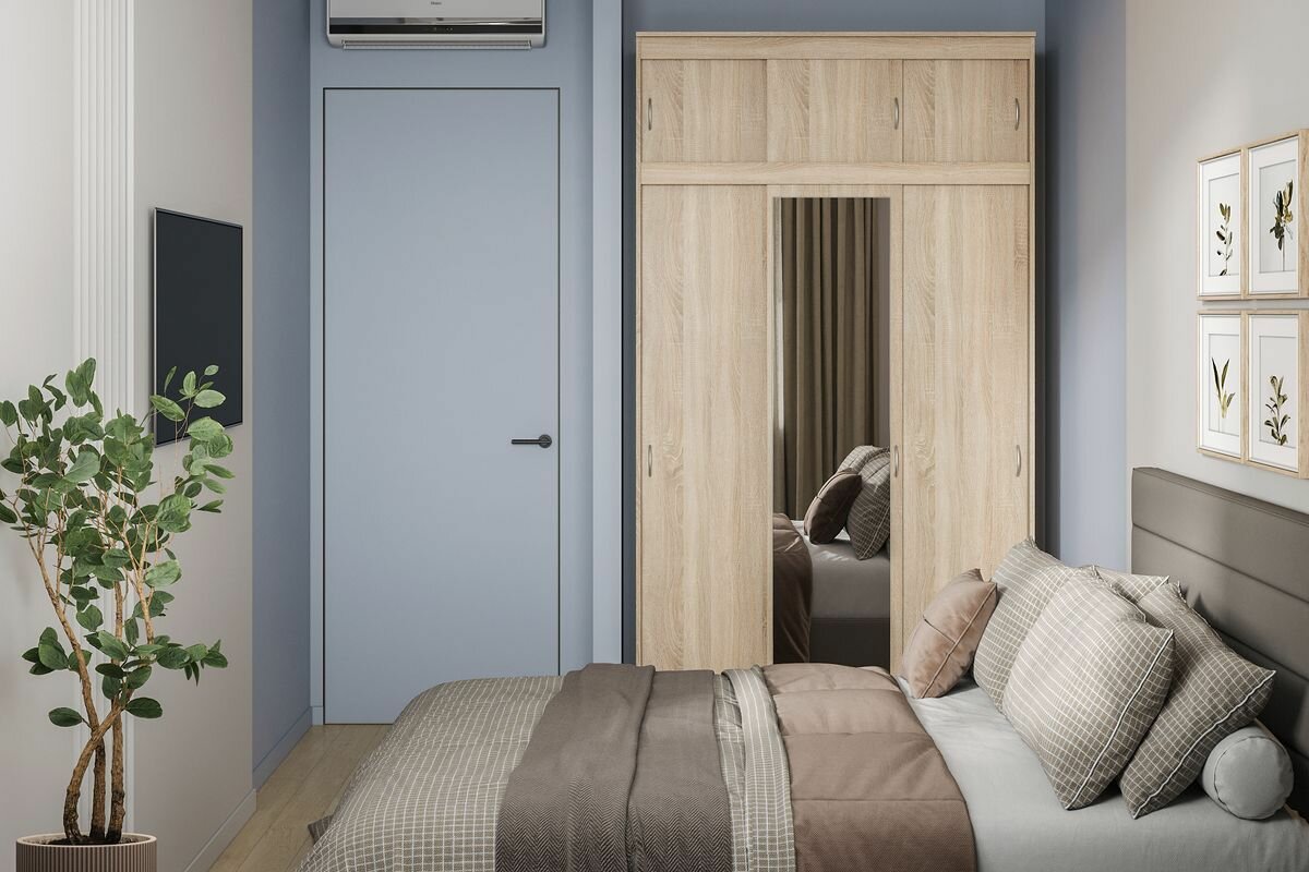 Шкаф-купе Миллениум-3 с антресолью Дуб Сонома для одежды с зеркалом трехдверный 150*250*40