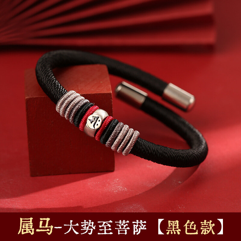 Браслет с узлом дракона, Запретный город, Новый год рождения, Будда, Год змеи, Зодиакальный браслет-хранитель, S925 стерлинговое серебро, ручной работы, плетеный браслет для мужчин