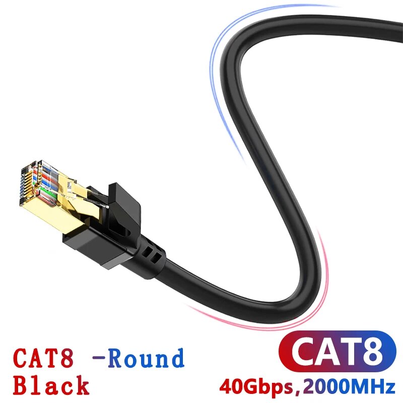 Игровой Ethernet кабель Cat8 40 Гбит/с 5-30 м Cat 8 Cable-Black, 1.5M
