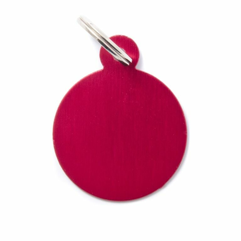 Адресник My Family Basic Colors, для собак, с кольцом, красный, круглый, из алюминия