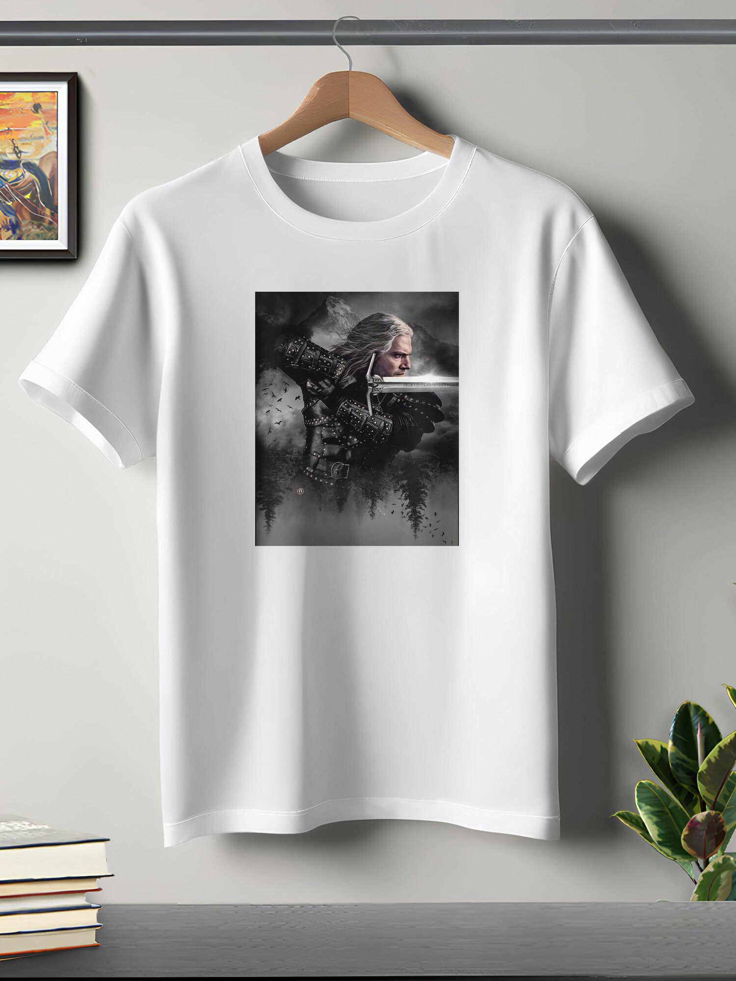 Футболка  Детская ONEQ 98 (3-4) размер с принтом Ведьмак, белая