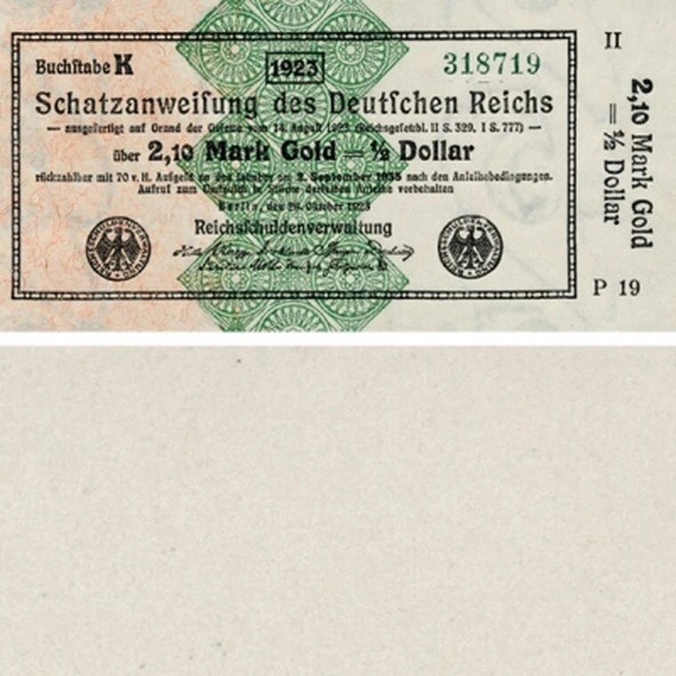 Германия 2,10 марки золотом 1923 года, сувенирная копия, банкноты и купюры редкие коллекционные