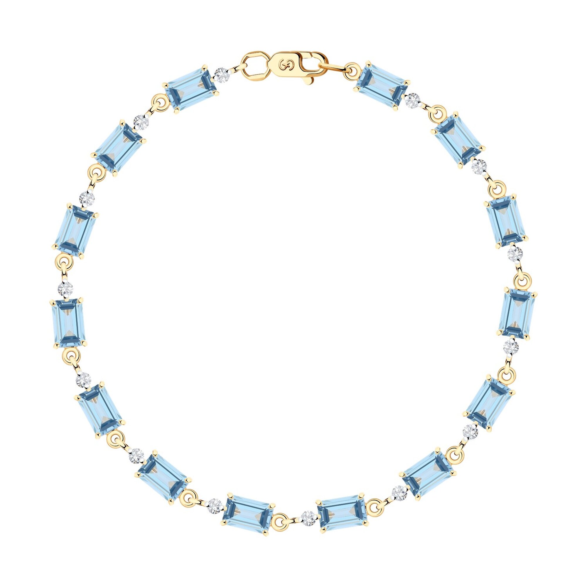 Браслет, красное золото, 585 проба, фианит, топаз