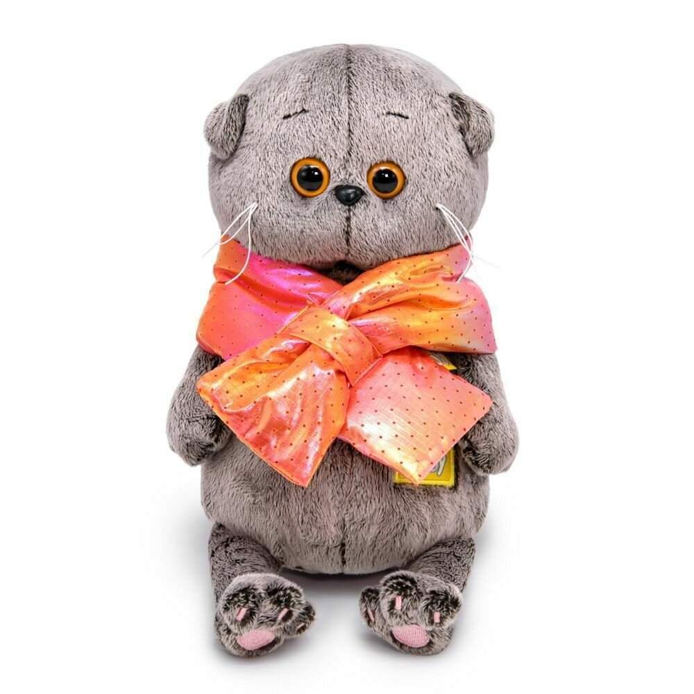 Мягкая игрушка Basik&Сo Кот Басик Baby в дутом шарфе, 20 см (BB-108)