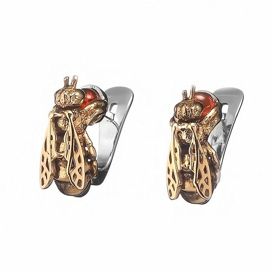 Серьги, серебро, 925 проба, янтарь