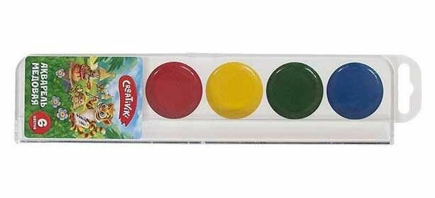 Акварель школьная Creativiki 6 цветов, пластиковые (АКВП06КР)