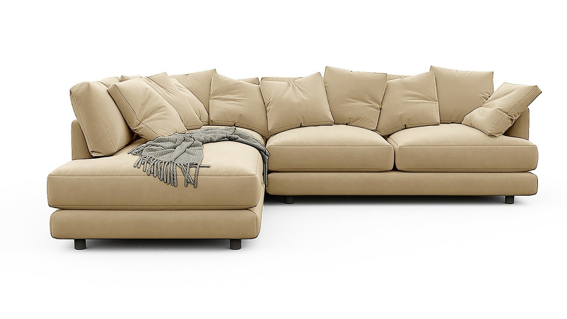 Угловой диван Ибица Velutto 02 велюр бежевый песочный 300*209*90 еврокнижка