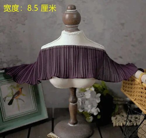Плиссированная лента кружевная 8.5см, Dark grey purple
