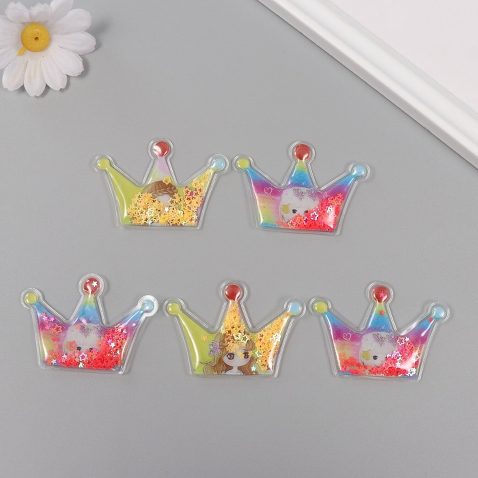 Шейкер для творчества PVC "Корона принцессы" с глиттером микс 4,4х6,5 см