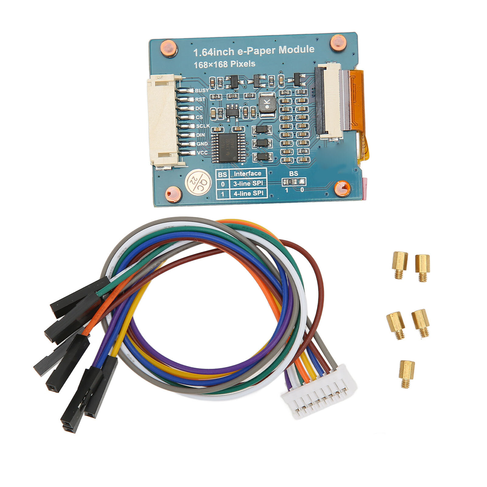 Модуль дисплея E Ink 1.64 дюйма, разрешение 168x168, 4 цвета (красный, желтый, черный, белый), электронная бумажная экранная панель