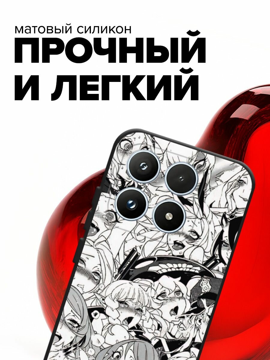 Черный матовый чехол на Xiaomi 17 / Сяоми 17 с принтом Ахегао манга тян — фото 1