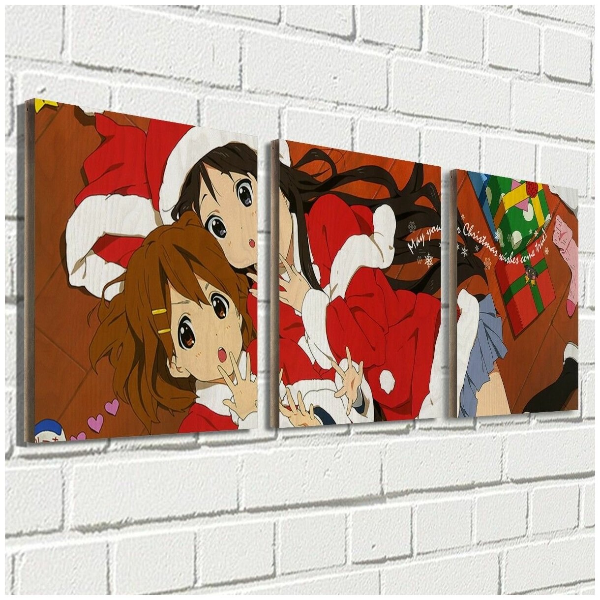 Модульная картина на дереве 66x24 см Аниме K-one Новый год, Рождество - 1011