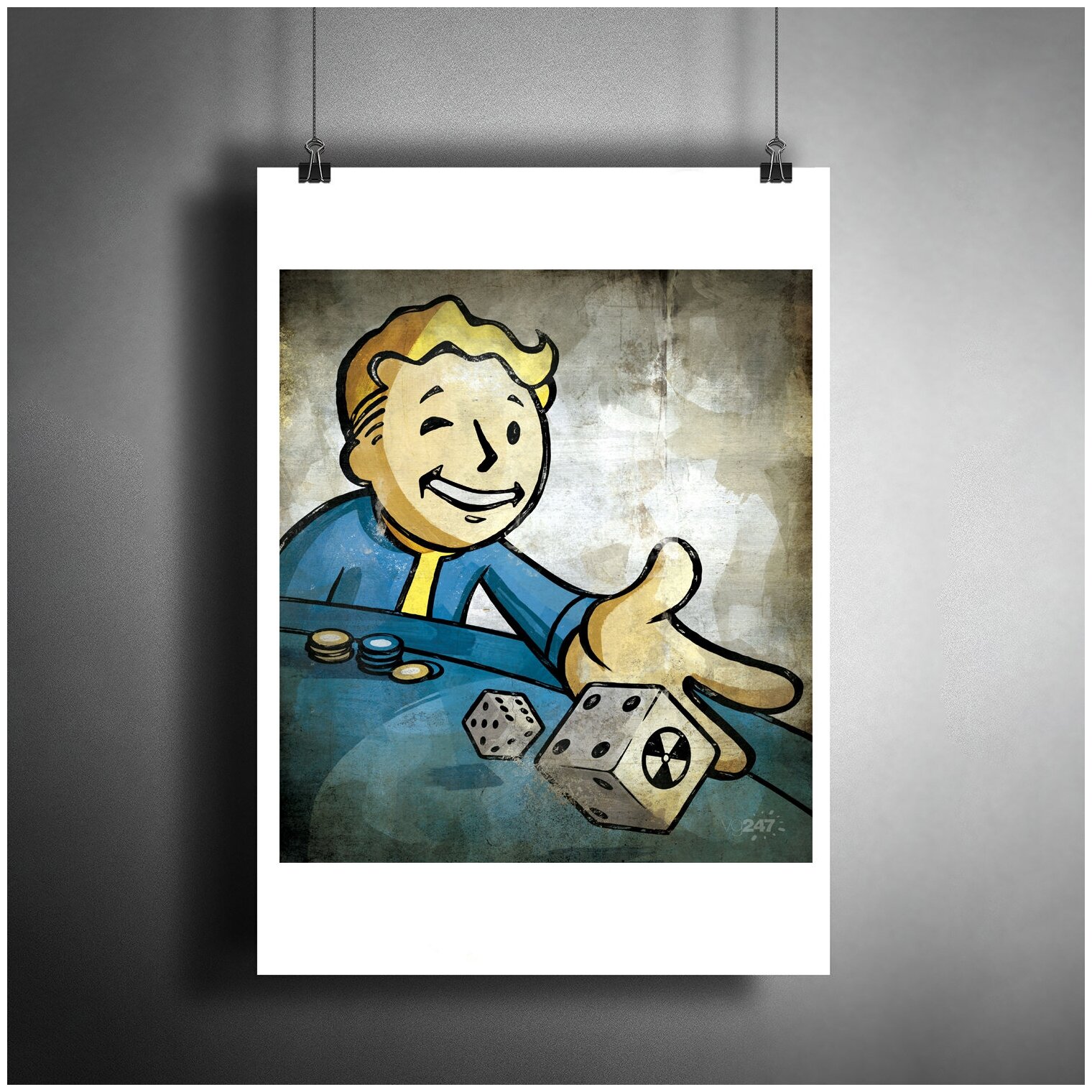 Постер плакат для интерьера "Компьютерная игра: Fallout - Vault Boy. Игра Фоллаут: Волт-Бой"/ Декор дома, офиса. A3 (297 x 420 мм)