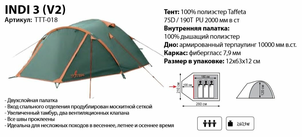 Палатка Indi 3 (V2) (Totem)