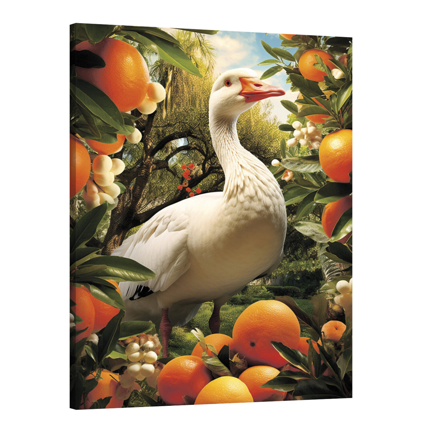 Интерьерная картина 50х70 "Гусь в мандариновом саду"
