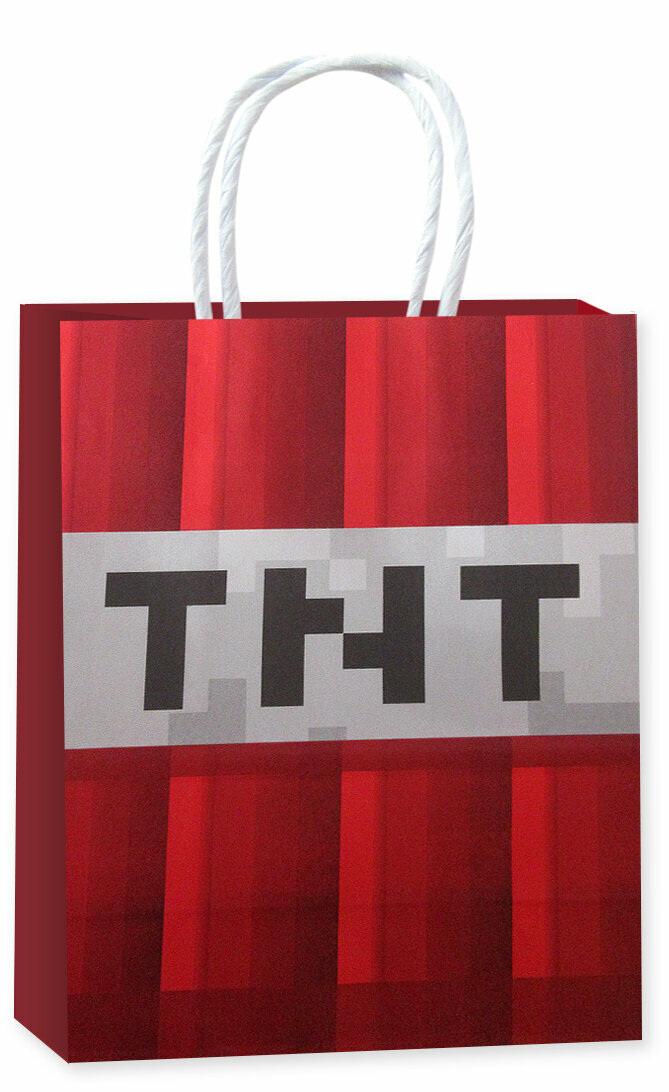 Пакет подарочный, Крафт, Пиксели, Дизайн №1, 21x15x8 см, 1 ш