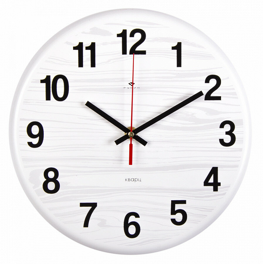 Часы настенные 2626-005 D27 белые «Текстура дерева»