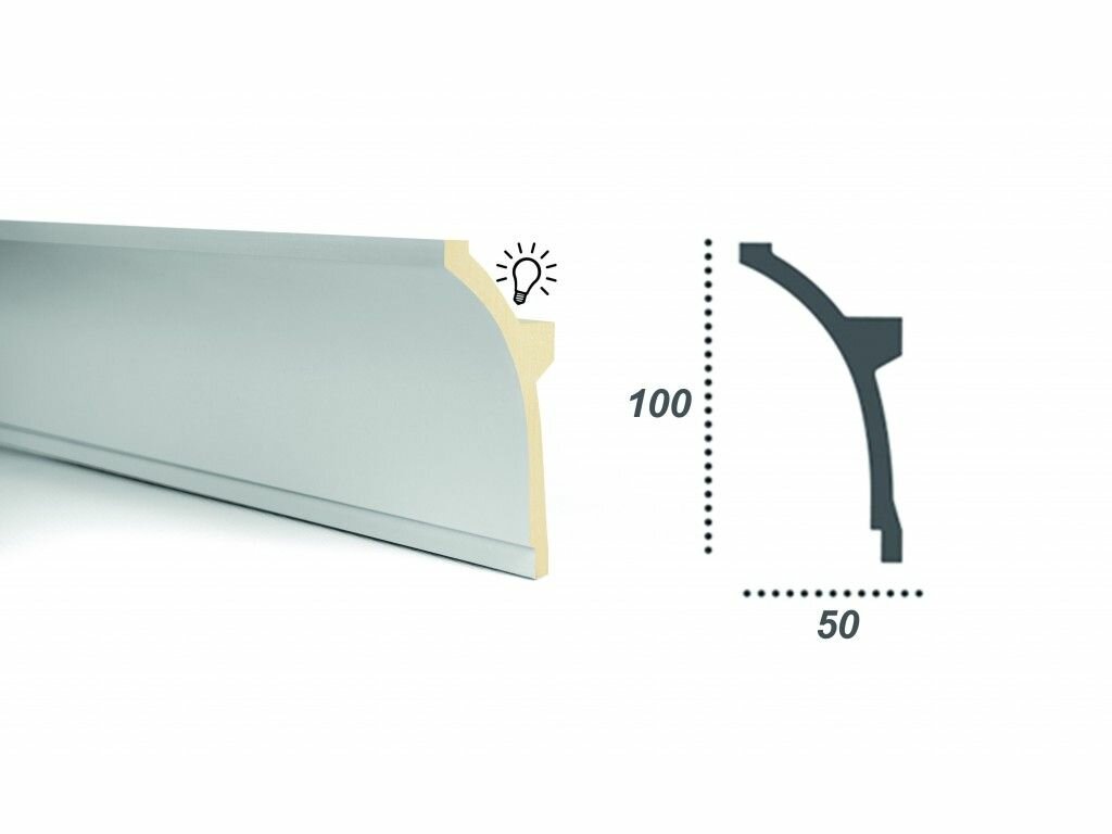 Карниз Fabello Decor TESSORI KF704, полиуретан, под покраску, 10х5х200 см, 1 шт