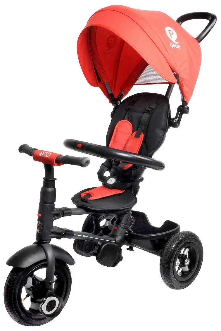 Трехколесный велосипед Qplay Rito Air Gel (QA6), складной, надувные колеса, красный