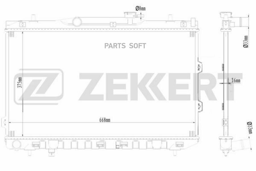 Радиатор охлаждения двигателя Kia Cerato 04- Spectra 04- Zekkert арт. mk-1144