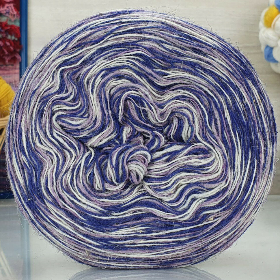 Пряжа Рассказовская ангорка меланж 24-2 чернил/бел/сирень (2 мотка)