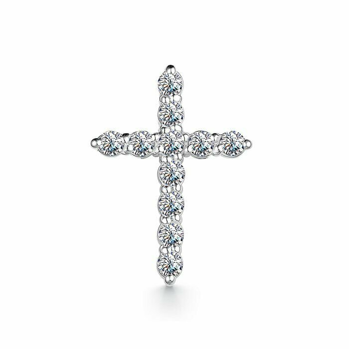 Крестик, серебро, 925 проба, муассанит
